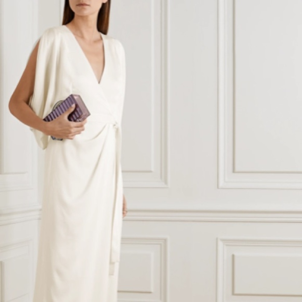 Halston Heritage Draped Satin Wrap Wedding Dress - Gem